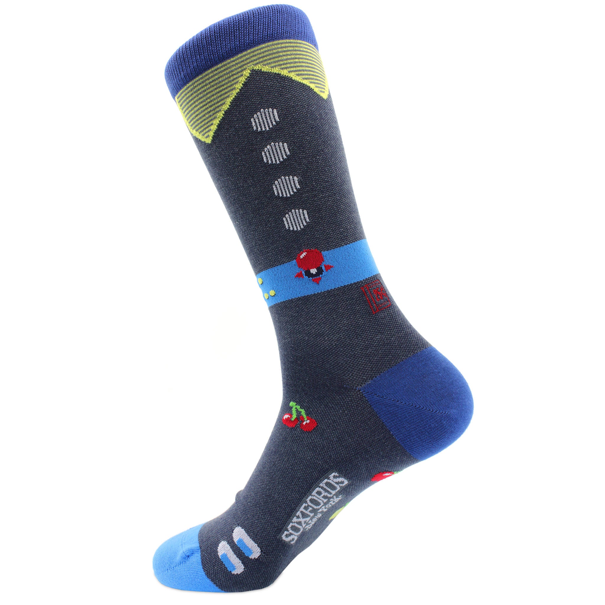 Men's Grey "Arcade Ace" Video Game Themed Socks by Soxfords