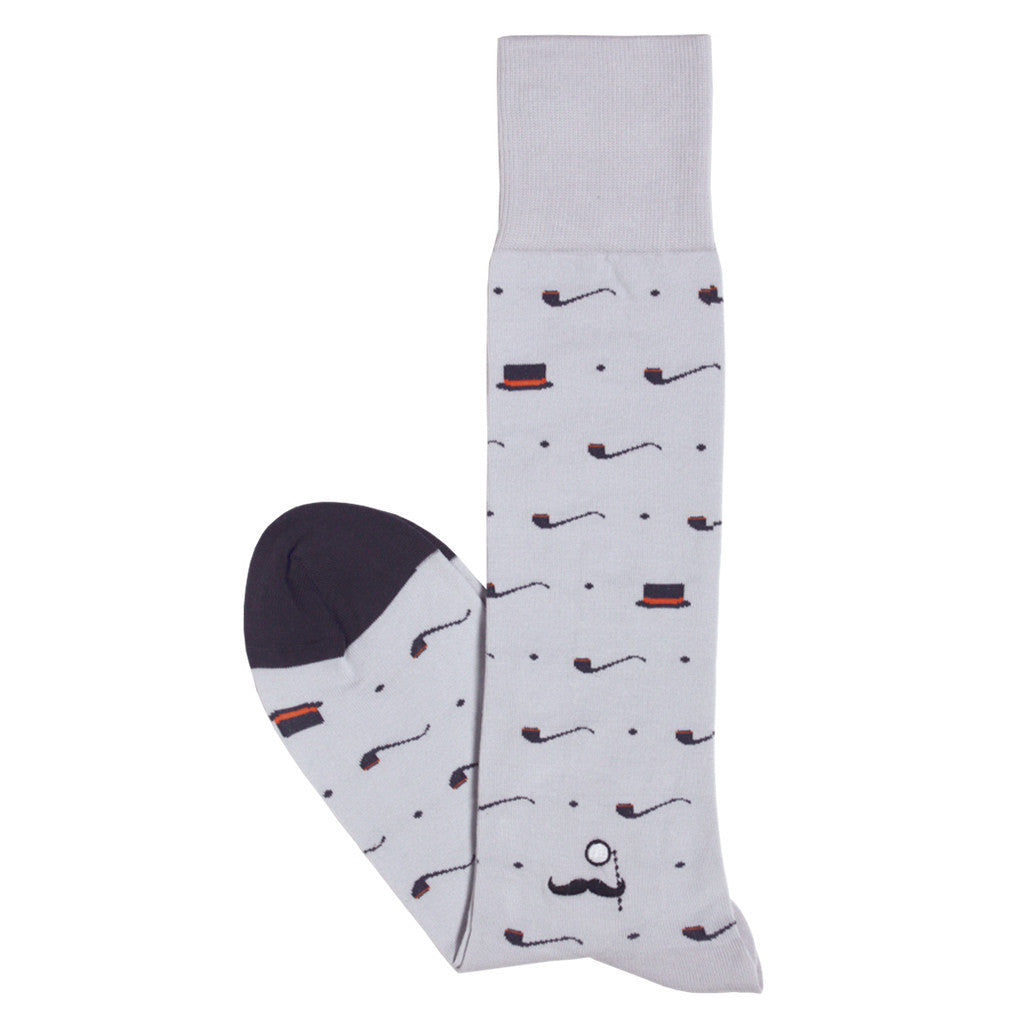 "Mustache, Pipes, and Top Hats" Over-the-Calf Socks by Soxfords