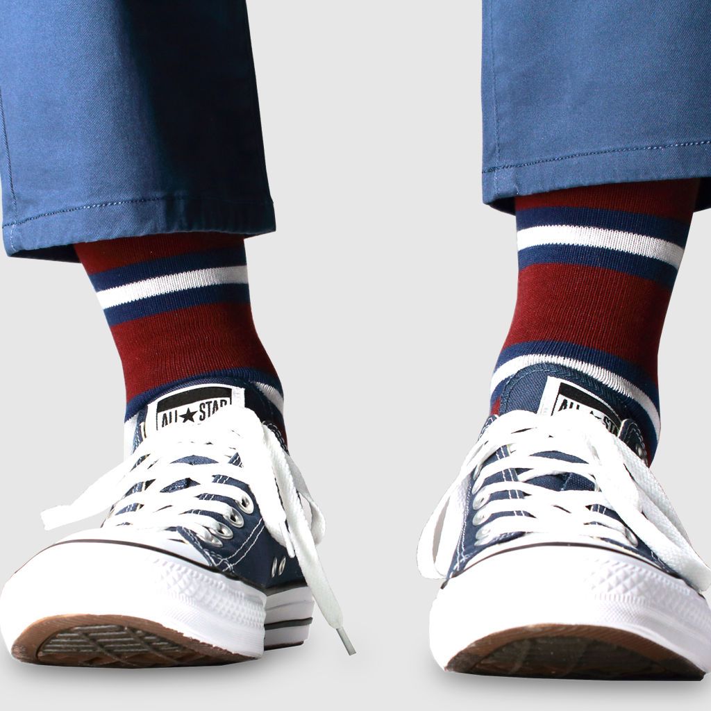 Men's Red Maroon Striped Socks by Soxfords | Soxfords