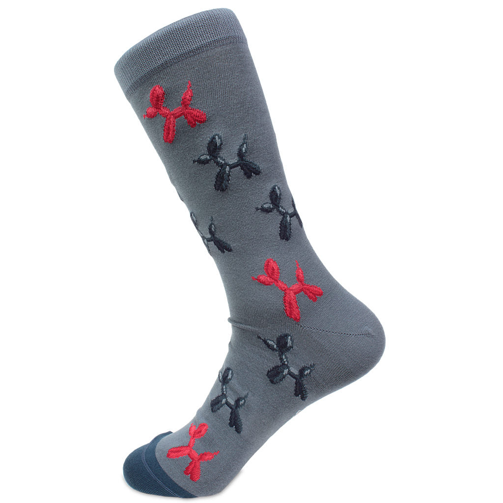 Men's Grey "Balloon Dogs" Socks by Soxfords