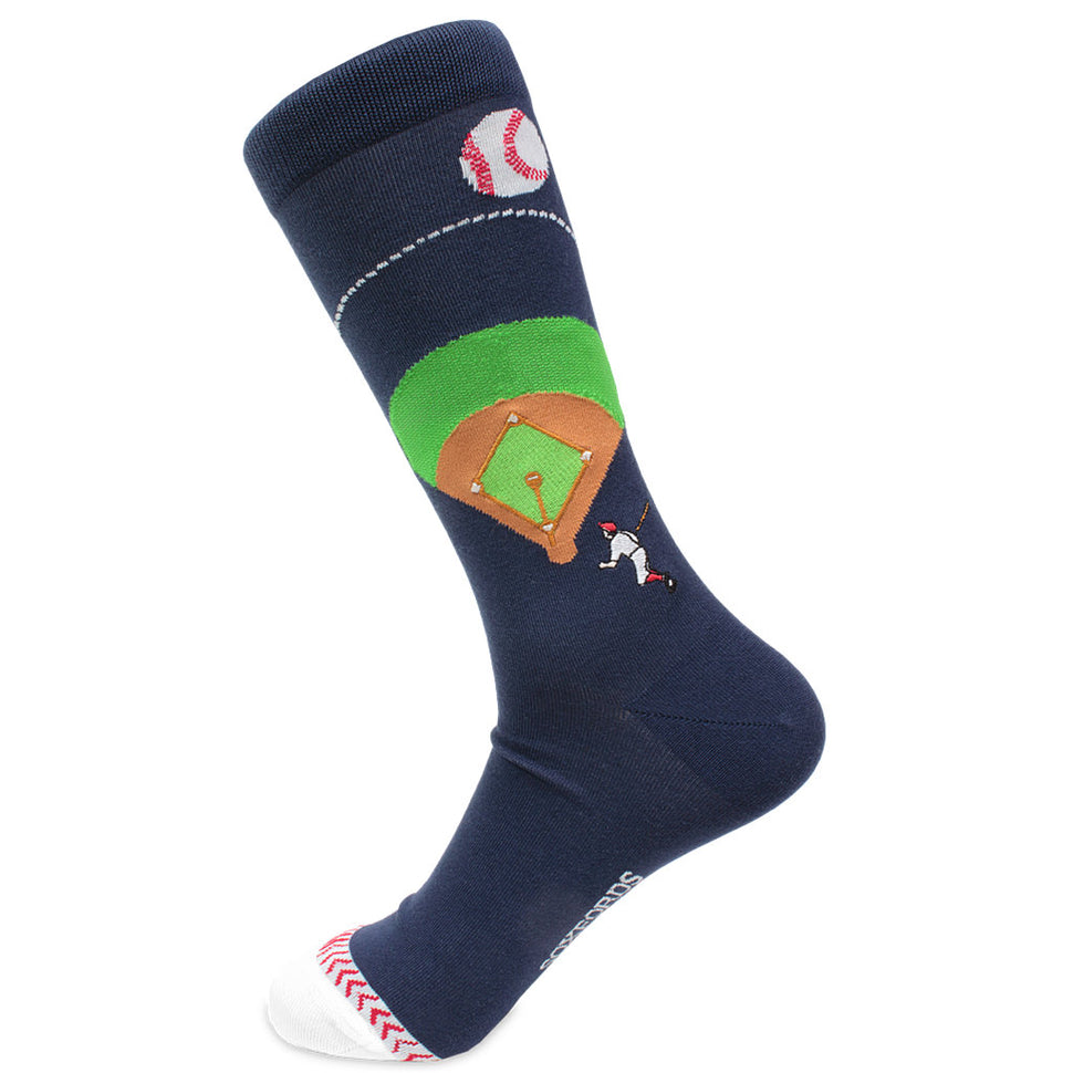Men's Dark Blue "Batter's Up" Socks by Soxfords