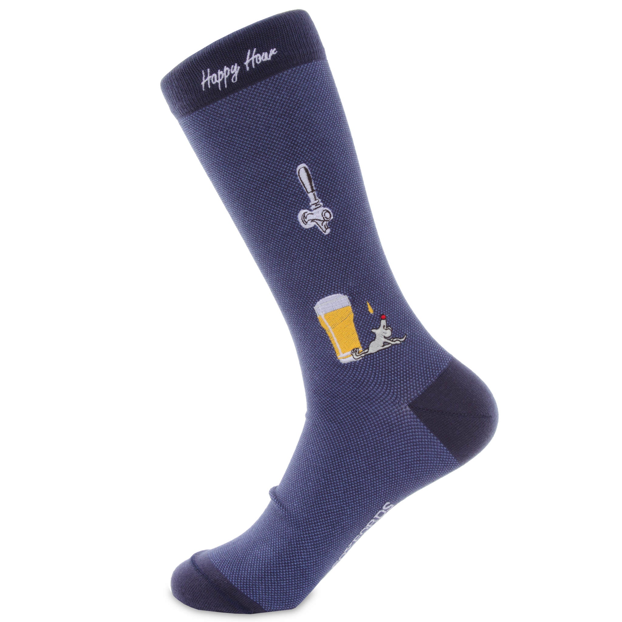 Men's Dark Blue "Happy Hour" Beer Theme Socks by Soxfords
