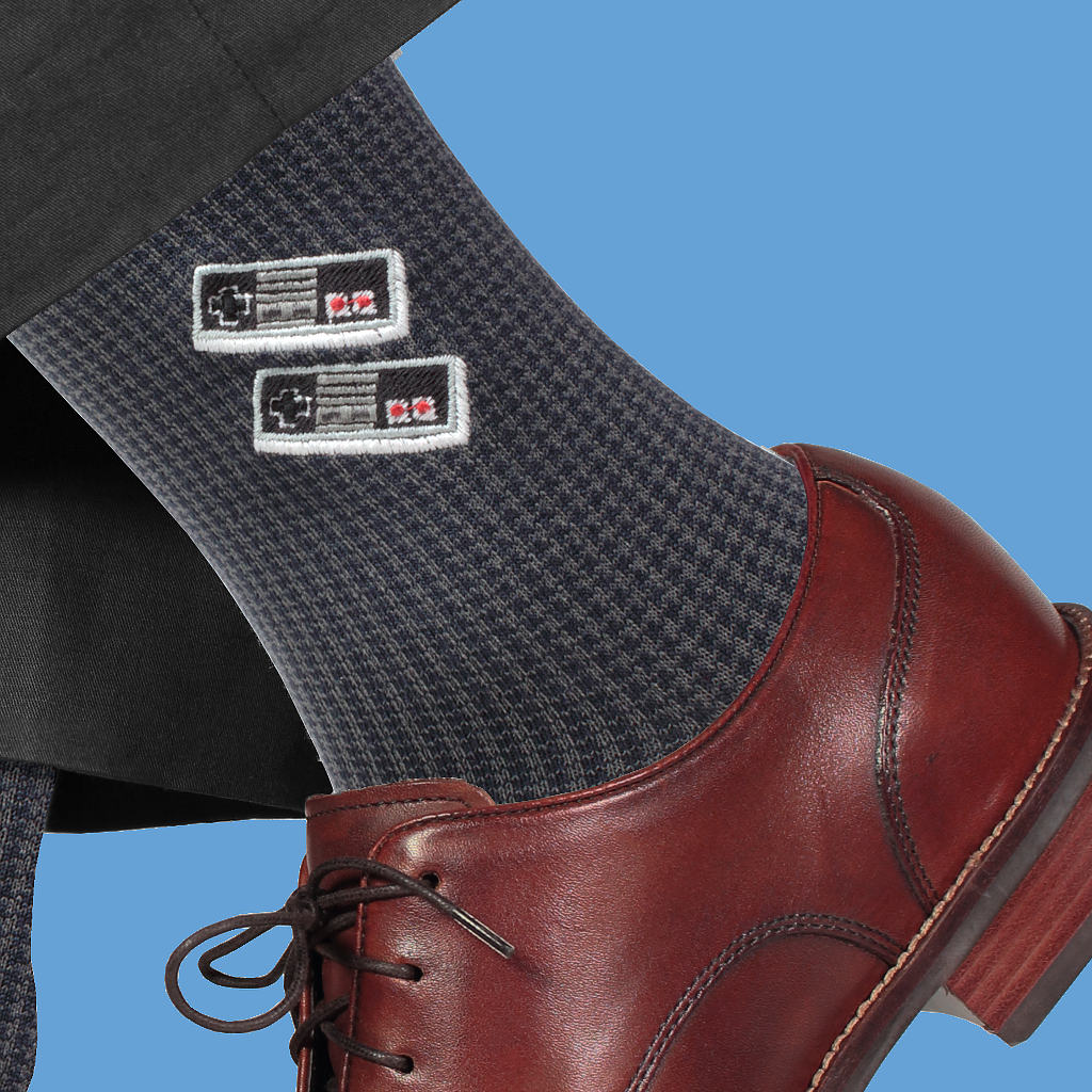 Men's Dark Grey Houndstooth "8-Bit" Socks by Soxfords | Soxfords