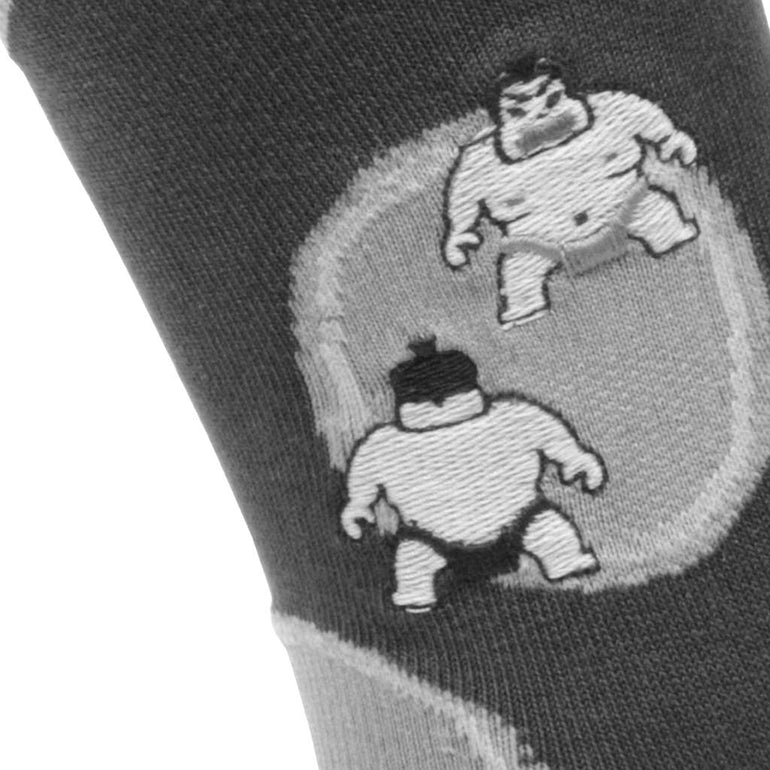 Men's Grey "Sumo Sized" Embroidered Socks by Soxfords