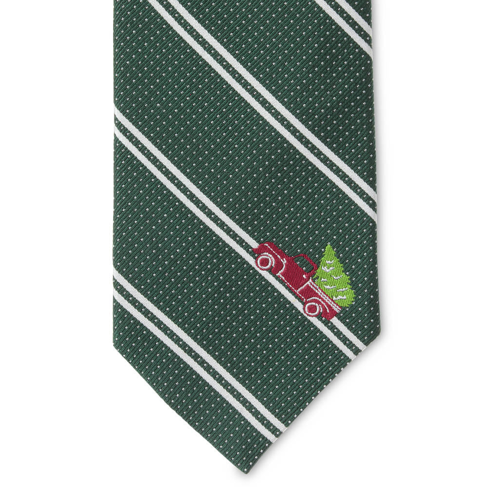 Christmas Tree & Red Truck Silk Necktie by Soxfords