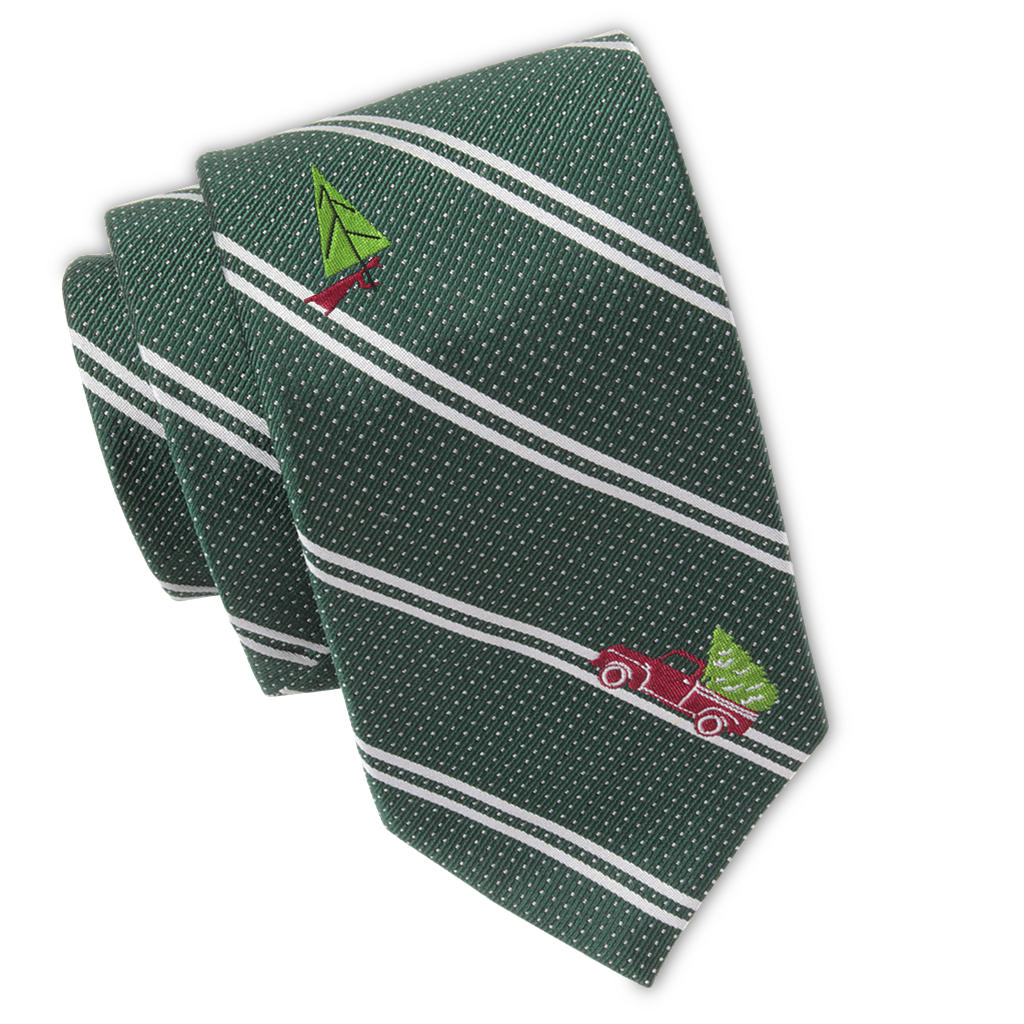 Christmas Tree & Red Truck Silk Necktie by Soxfords