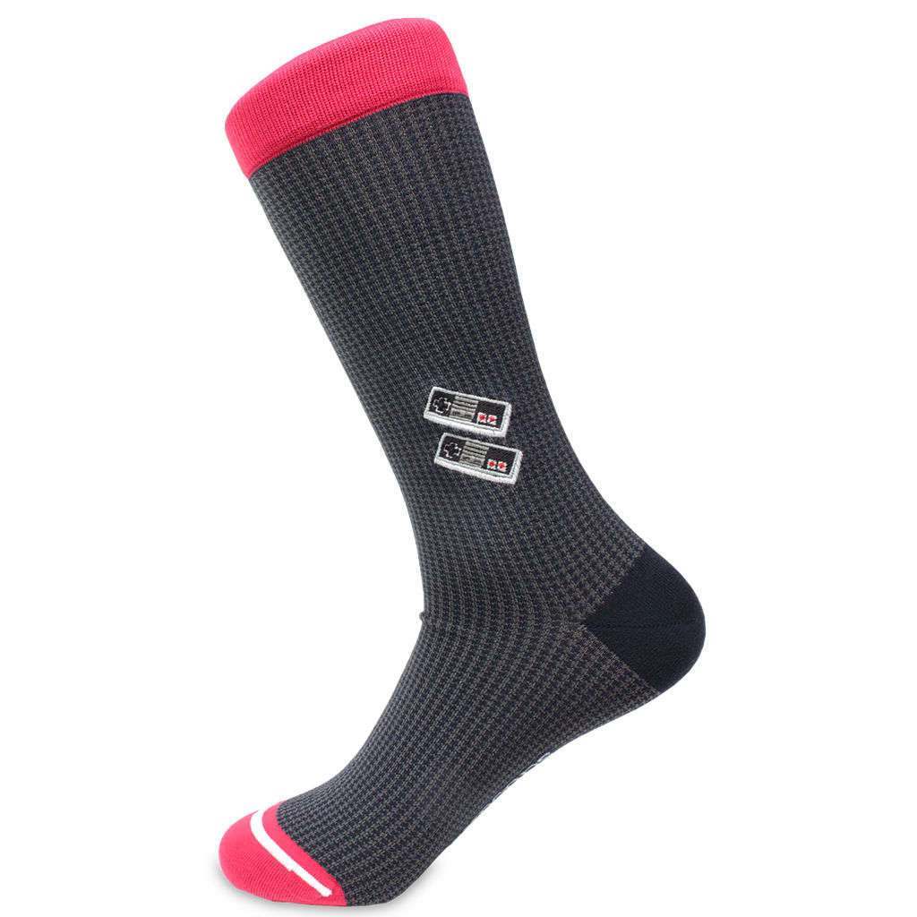 Men's Dark Grey Houndstooth "8-Bit" Socks by Soxfords