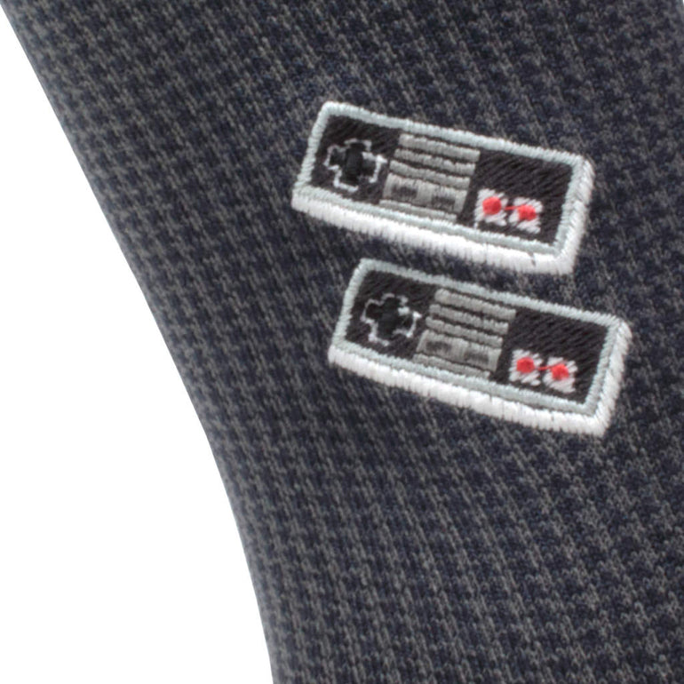 Men's Dark Grey Houndstooth "8-Bit" Socks by Soxfords